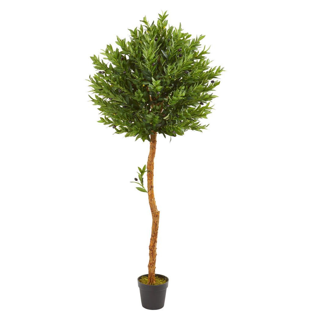 5.5' Artificial Olive Topiary Tree UV Resistant (Indoor/Outdoor) - Low ...